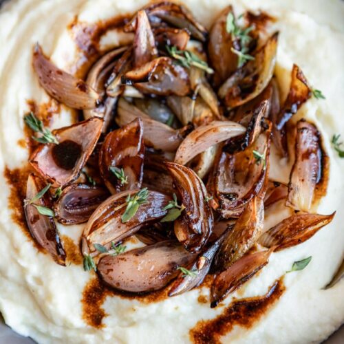 Celeriac Puree with Balsamic Roasted Shallots Recipe | Hello Nest