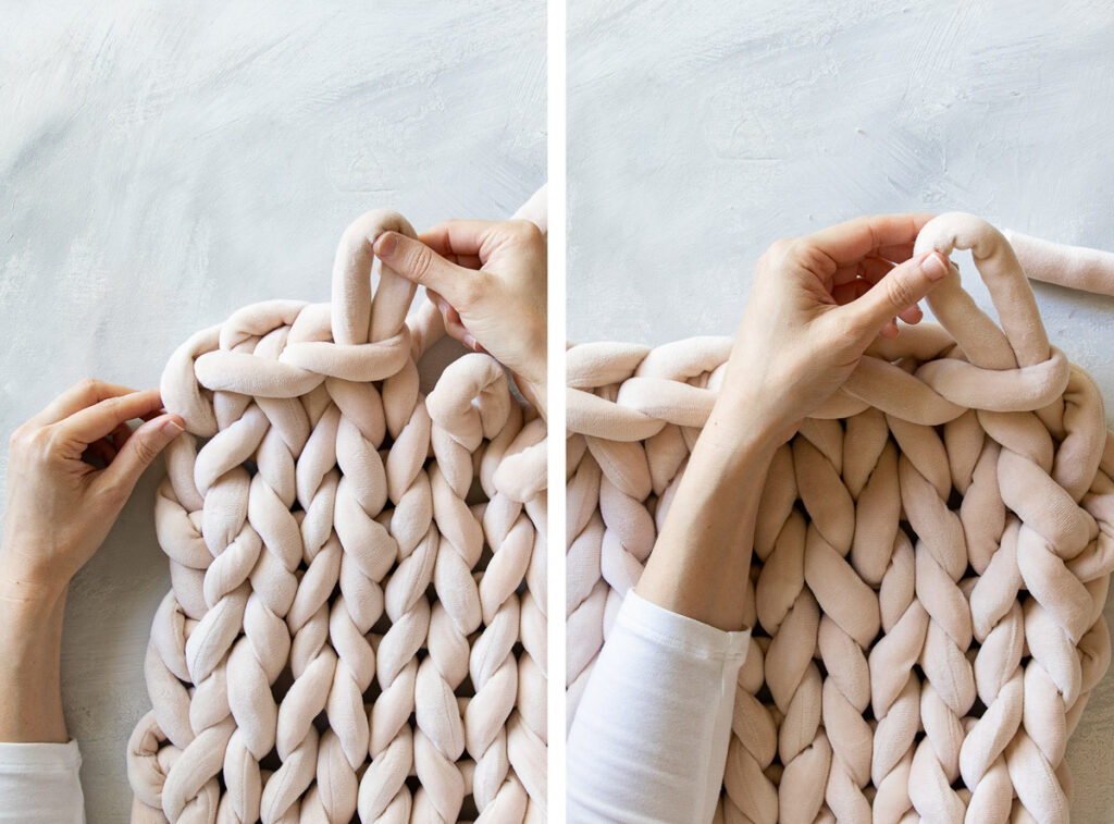 Make Your Own Inexpensive, Hygge Arm Knit Blanket | Hello Nest