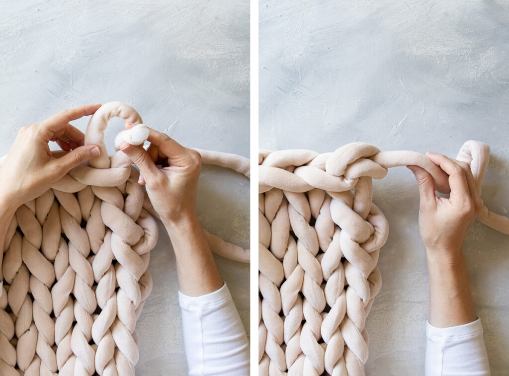 Make Your Own Inexpensive, Hygge Arm Knit Blanket | Hello Nest
